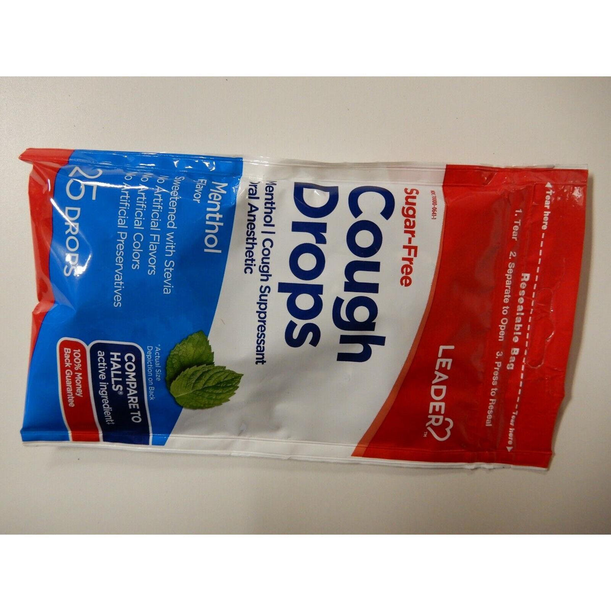 Leader Sugar-Free Cough Drops, Menthol Flavor, 25 Drops — Pasteur Pharmacy