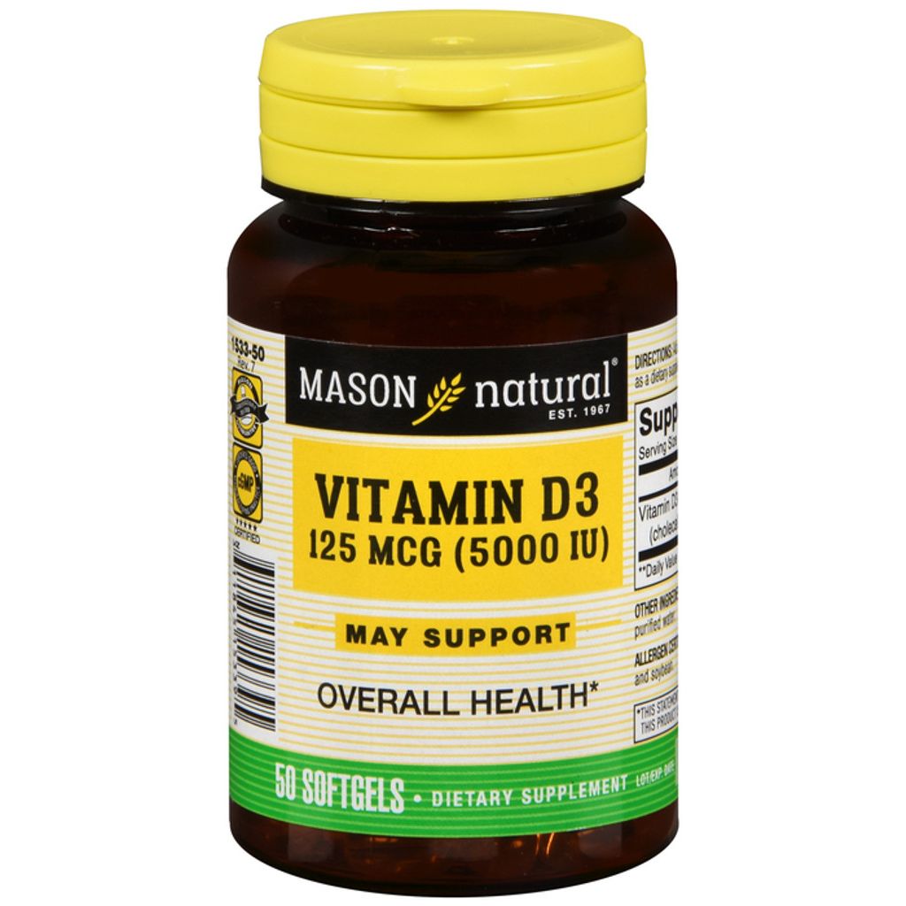 Mason Natural® Advanced Vitamin D3 – 5,000 IU (50 Softgels) — Pasteur ...