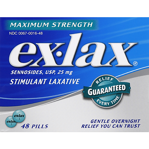 Ex-Lax Maximum Strength Stimulant Laxative 48 Pills For Gentle Overnig ...