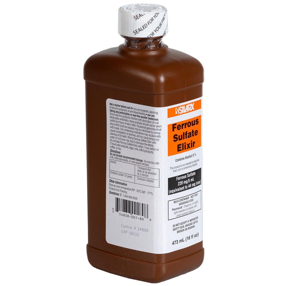 Silarx Ferrous Sulfate Elixir 220 Mg Iron Supplements By Laboratories ...