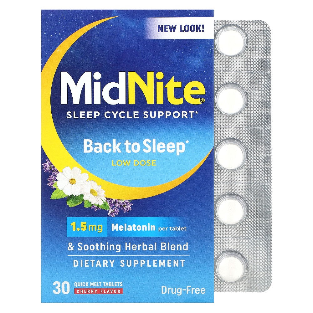 MidNite Sleep Aid Low Dose 1.5 Mg Tablets, Cherry Flavor — Pasteur Pharmacy