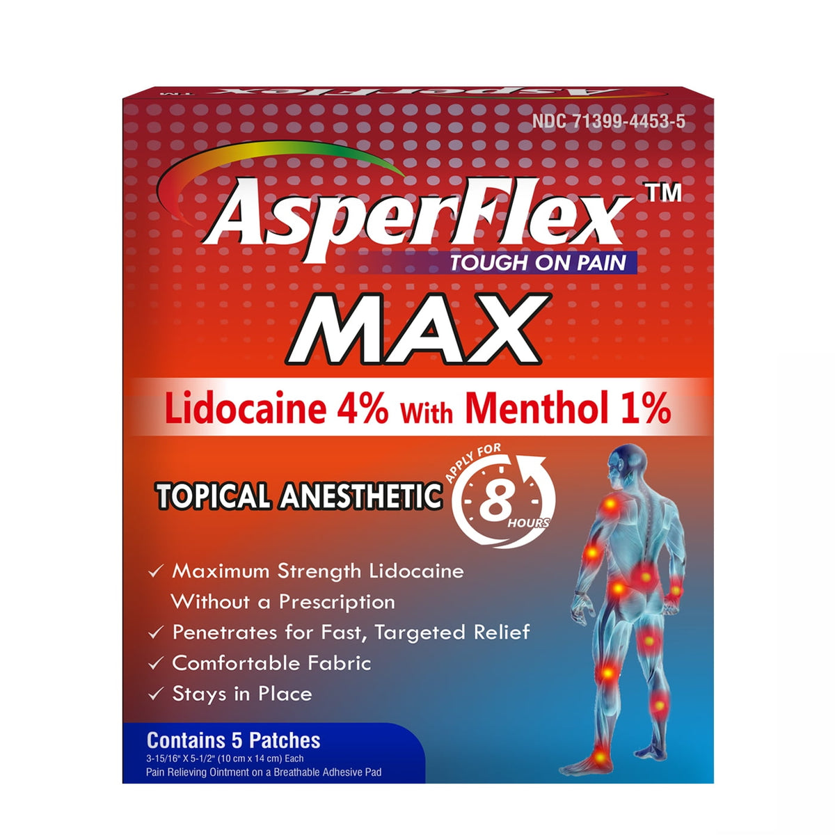 Akron Pharma Asperflex MAX Pain Relief Patch With Lidocaine 4% And Men ...