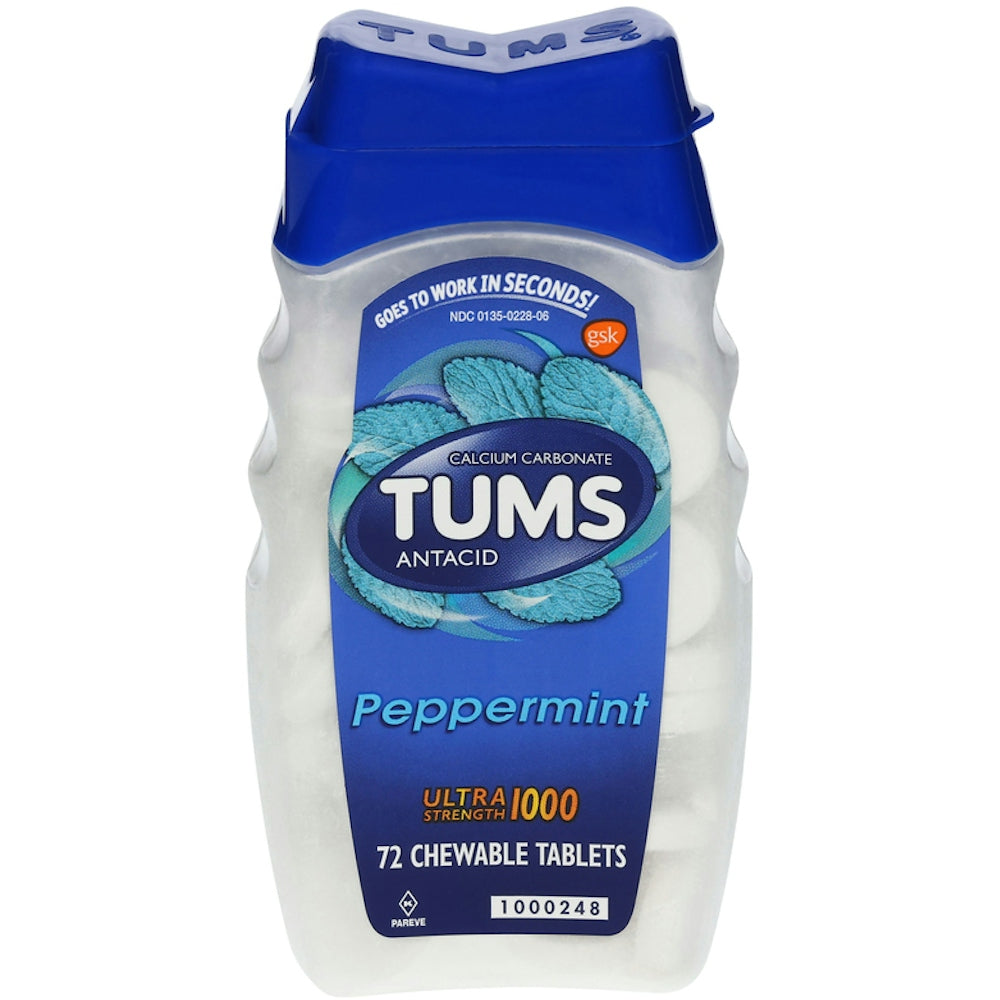 Tums Ultra Strength Chewable Antacid Tablets For Heartburn Relief, Pep ...