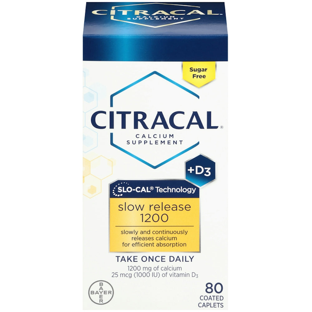 Citracal Calcium Supplement, Slow Release 1200 + D3, 80 Coated Tablets ...