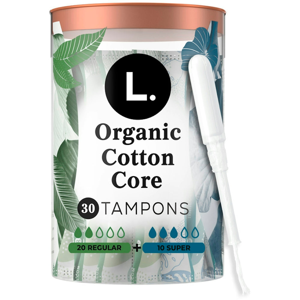 L. Organic Cotton Tampons Multipack, Regular & Super Absorbency, 30 Co ...