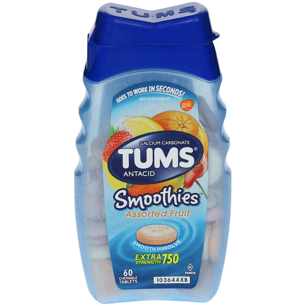 Tums Smoothies Antacid Extra Strength Chewable Tablets Assorted Fruit ...