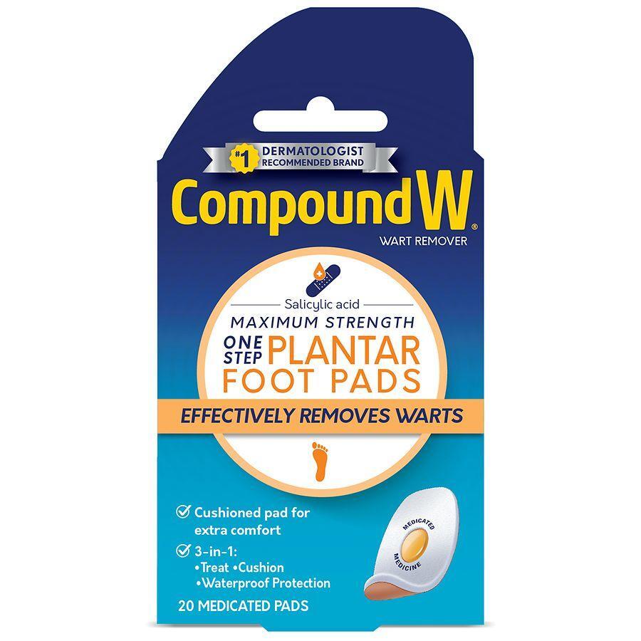 Compound W Maximum Strength One Step Plantar Wart Remover Foot Pads ...