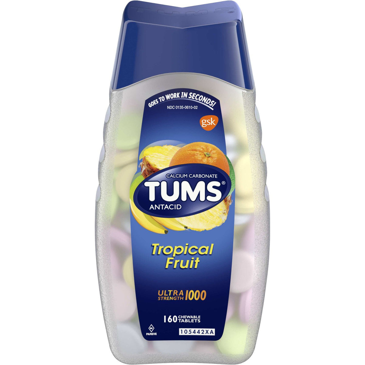Tums Ultra Strength Assorted Tropical Fruit Antacid Chewable Tablets F ...