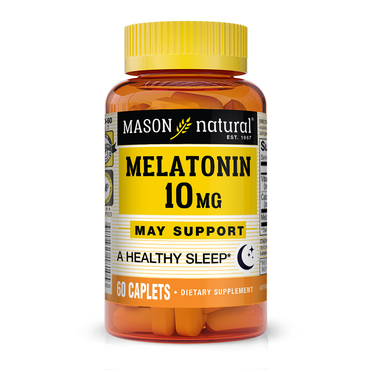 Mason Natural Melatonin 10 Mg With B6 & Calcium - Sleep Aid - 60 Caple ...