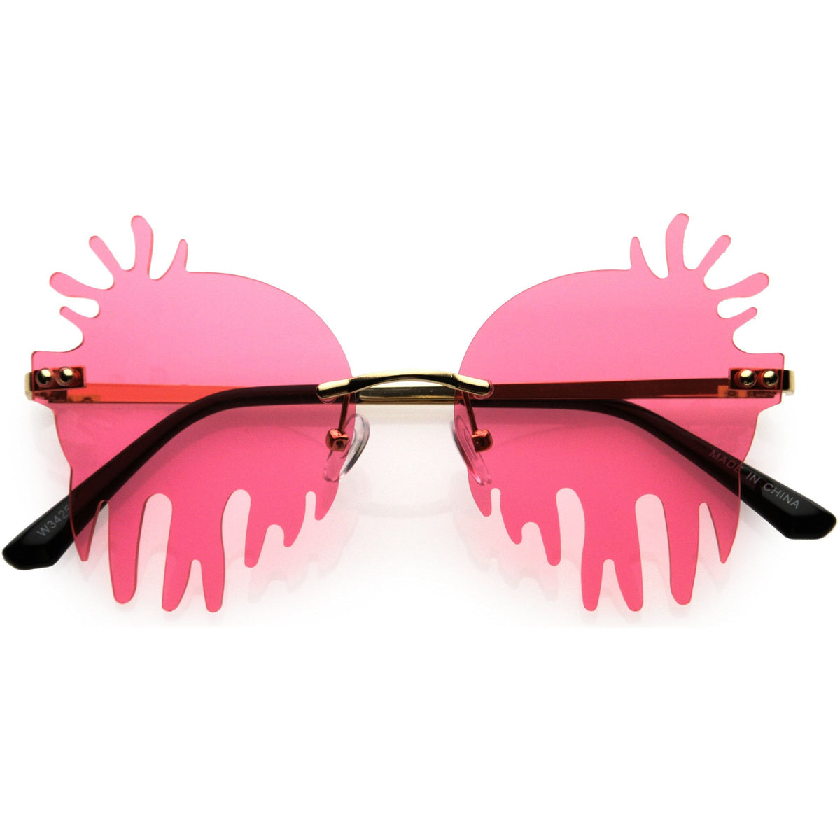 Rimless Splatter Melting Dripping Effect Color Tinted Lens Round Drip ...