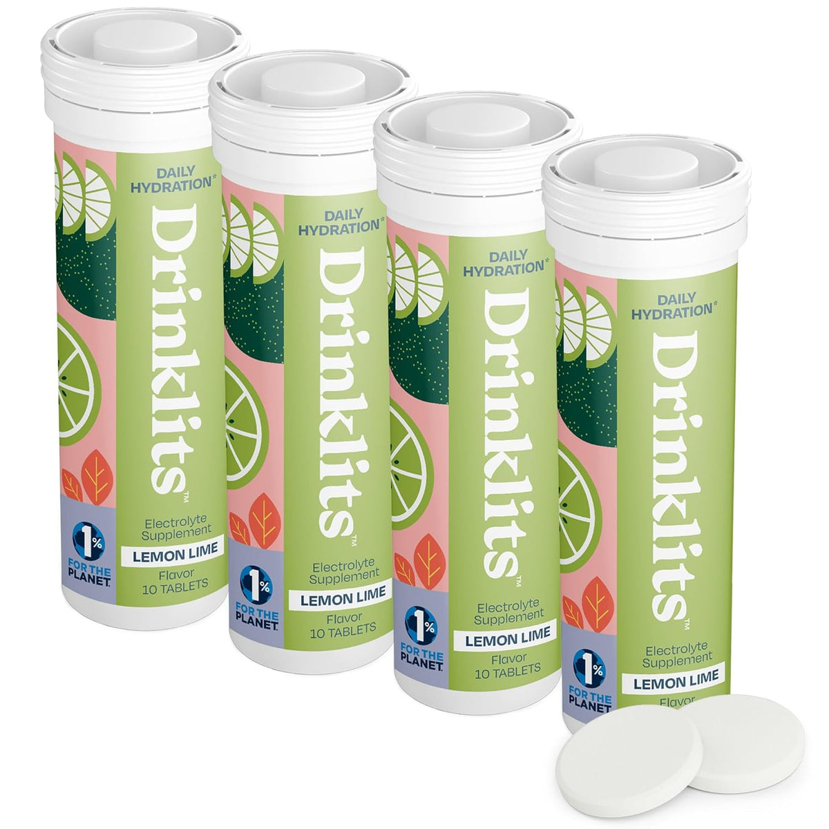 Drinklits Lemon-Lime Daily Hydration Tablets - 4 Tubes | 40 Servings ...