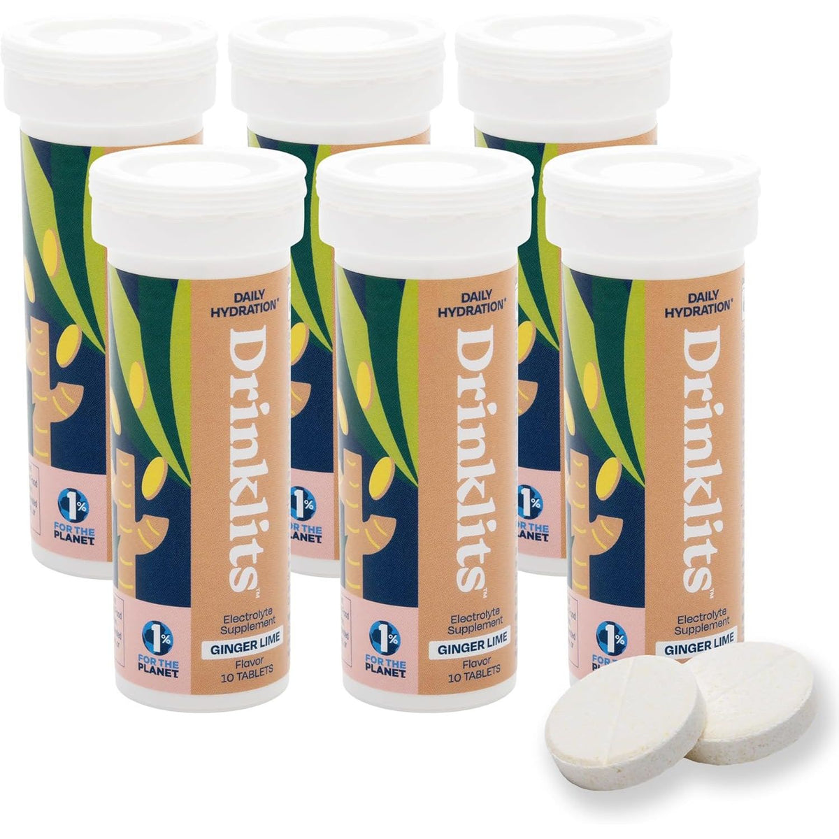 Ginger-Lime Best Electrolyte Sports Drink Tablets - 6 Tubes | 60 Servi ...