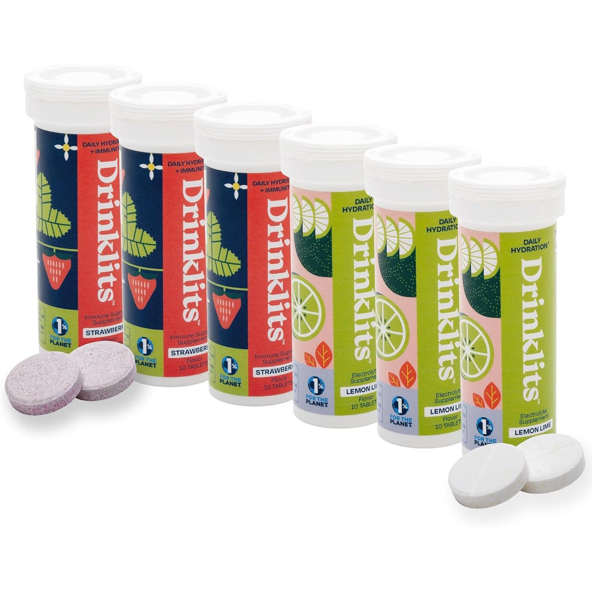 Lemon-Lime Hydration Mix & Strawberry Daily Immune Support - 6 Tubes ...
