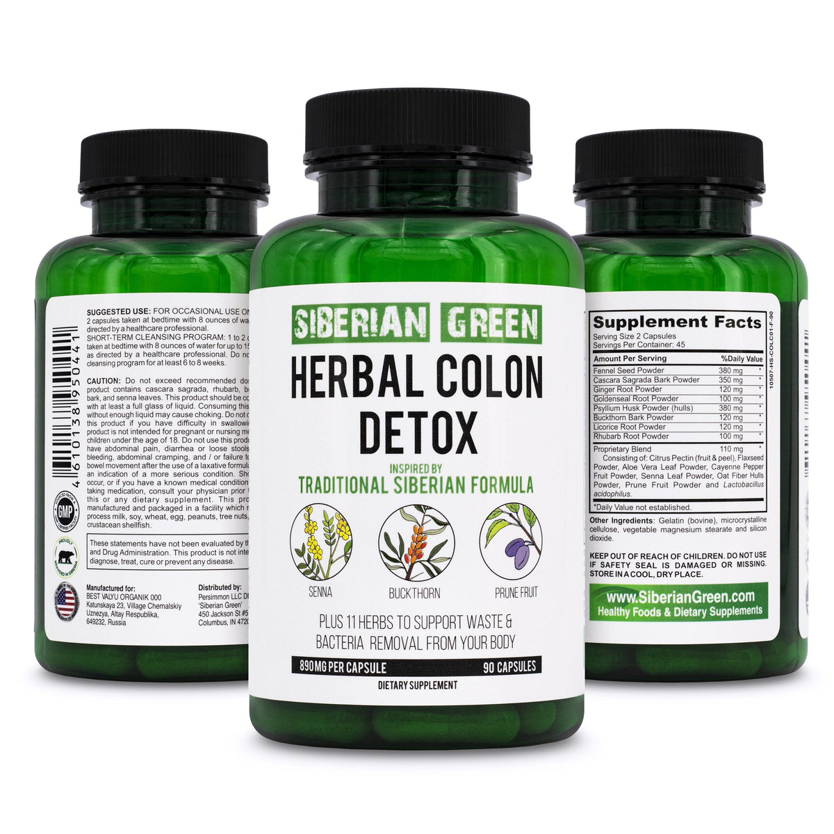 Siberian Green Herbal Colon Detox - 90 Capsules — Pasteur Pharmacy