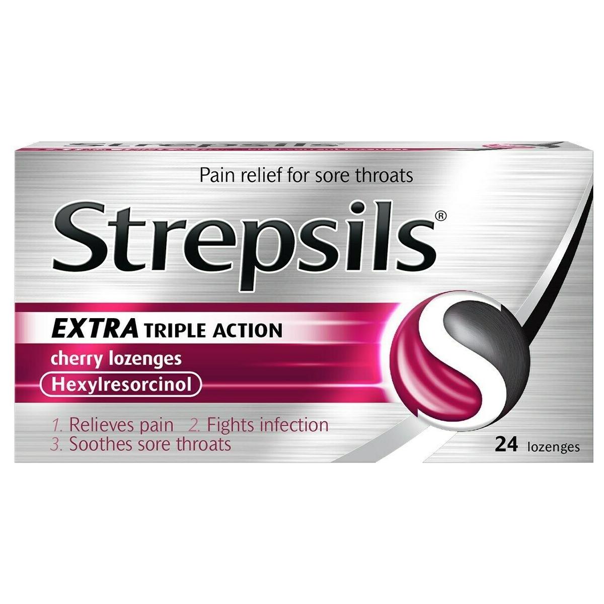 Strepsils Extra Triple Action Cherry 24 Lozenges — Pasteur Pharmacy